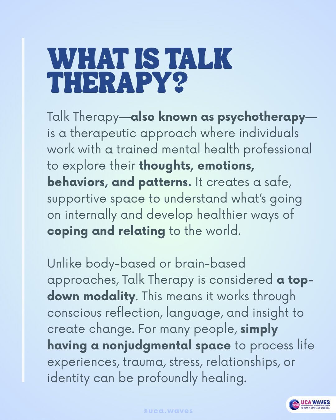 Modality Monday: Exploring Talk Therapy – UCA WAVES